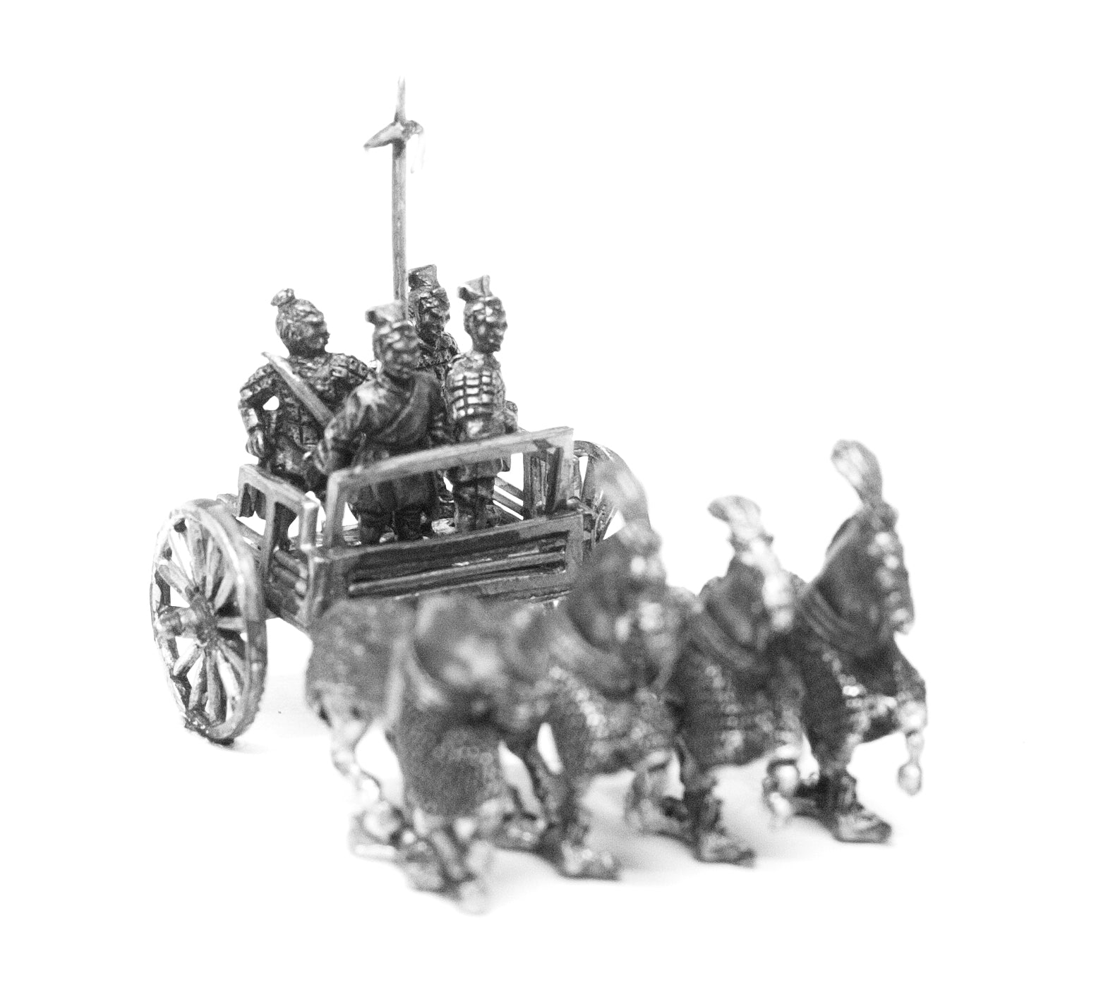 CHN4 Chin Chinese: General in four horse chariot with archer and halbe ...