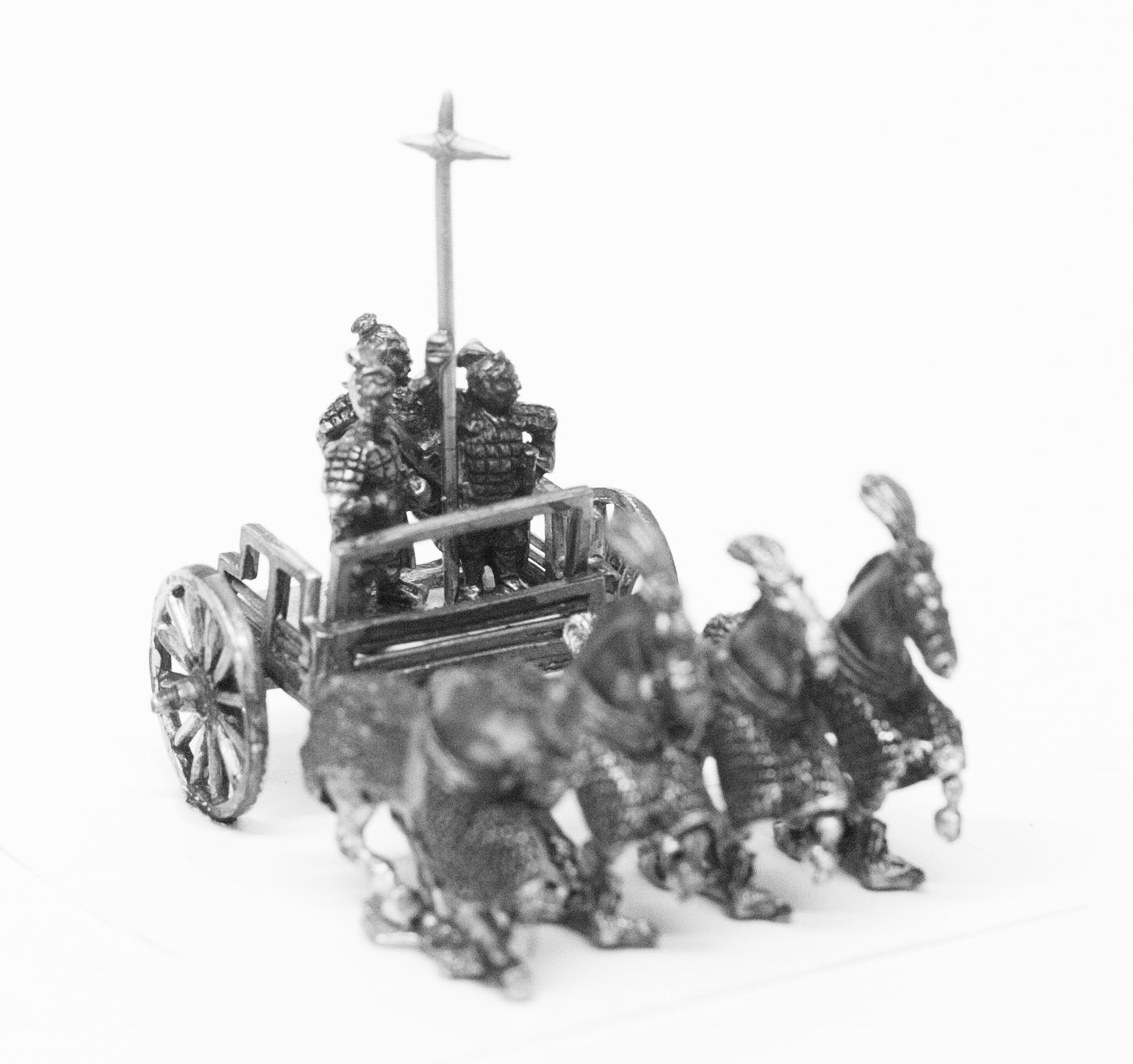 CHN5 Chin Chinese: Four horse chariot with driver, archer and halberdi ...