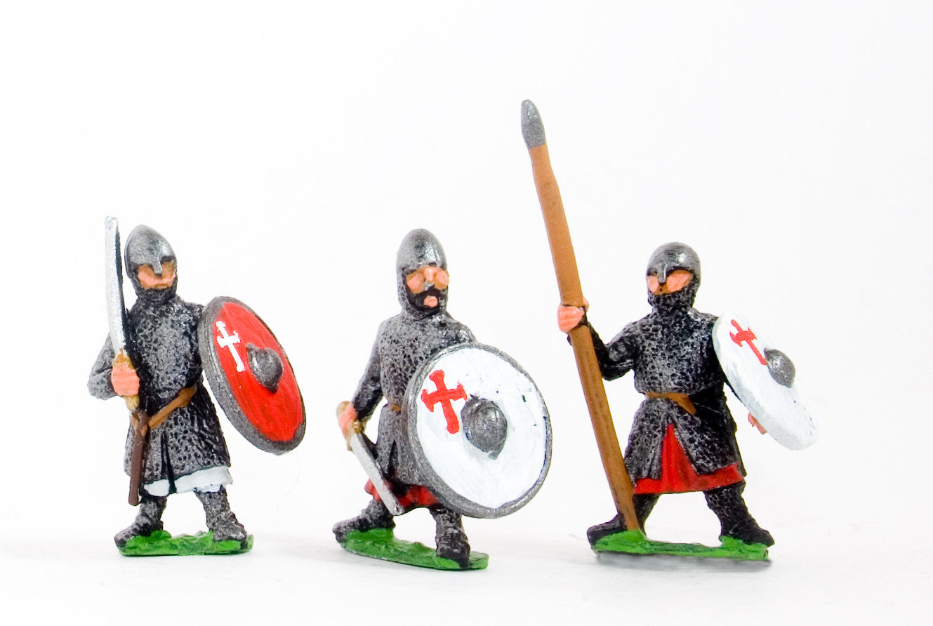 CRU56 Frankish Knights on foot, Round Shields, assorted – Essex Miniatures