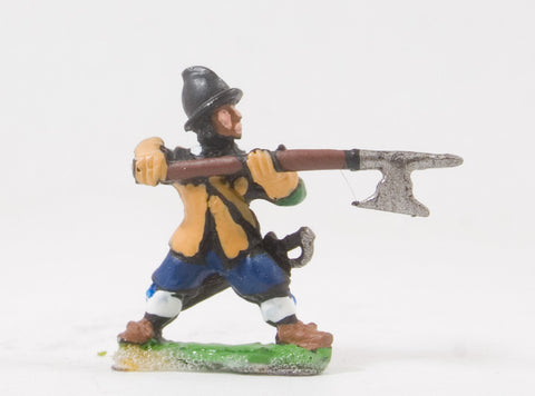 REN33 ECW: Medium Halberdiers in Helmets, thrusting | Essex Miniatures