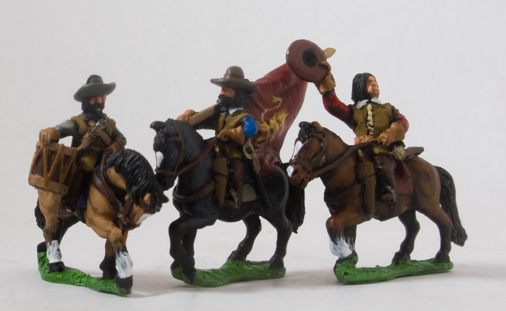 REN73 ECW: Command: Mounted Dragoon Officer, Standard Bearer & Drummer ...