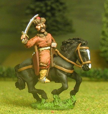 RT2 Tartar: Horse Archer waving Sword, assorted heads – Essex Miniatures